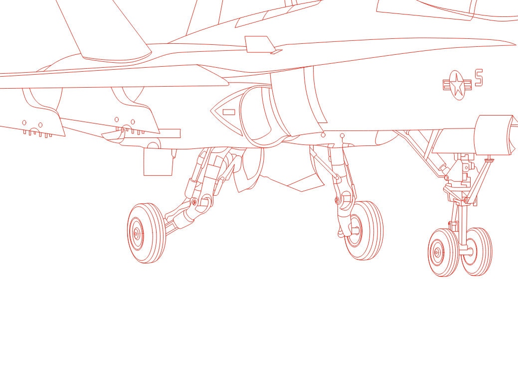 Military Plane, Vector Line Drawing Illustration, AI, Cdr, Dxf, Eps ...