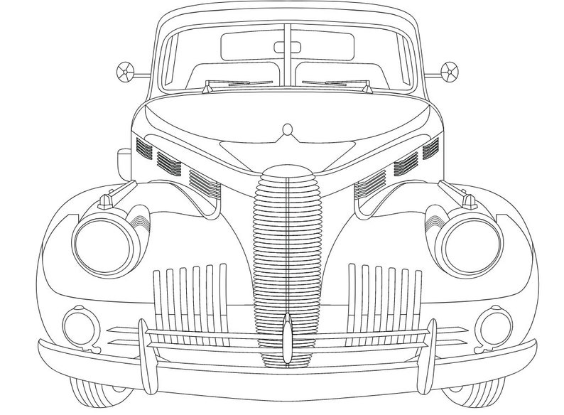 Classc Vintage Car, Vector Line Drawing Illustration, AI, Cdr, Dxf, Eps ...
