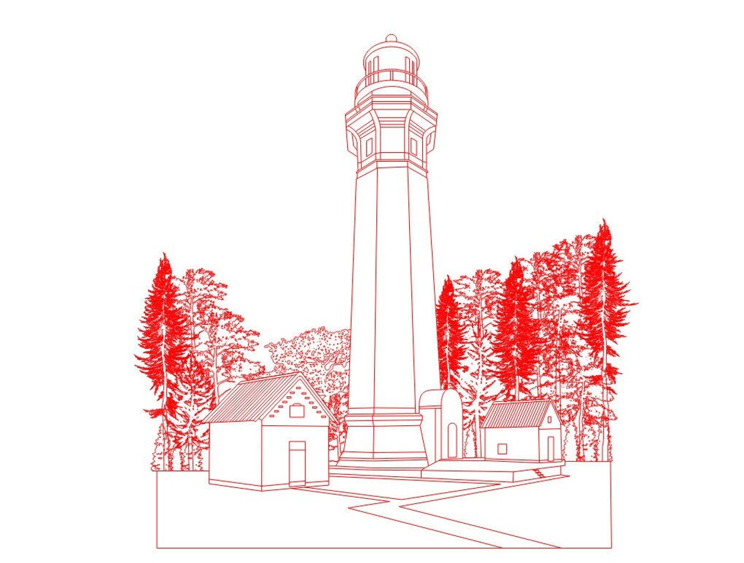 Lighthouse, Vector Line Drawing Illustration, AI, Cdr, Dxf, Eps, Pdf ...