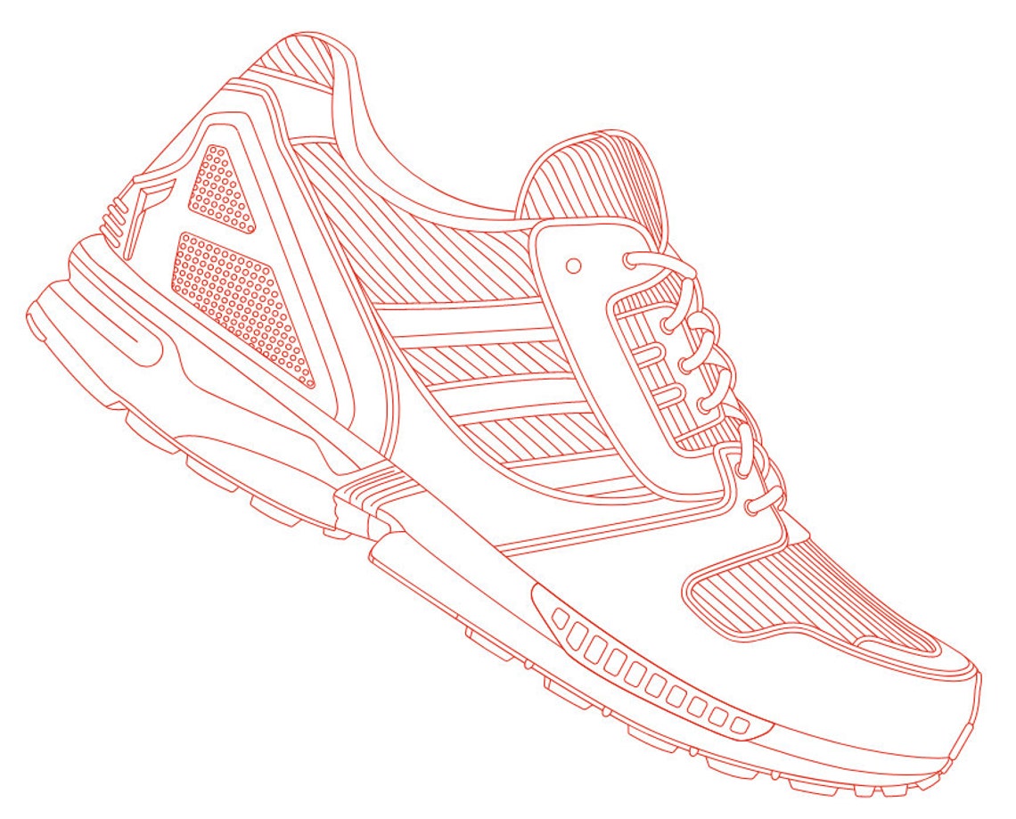 Sneaker Vector, Vector Line Drawing Illustration, AI, CDR, DXF, Eps ...