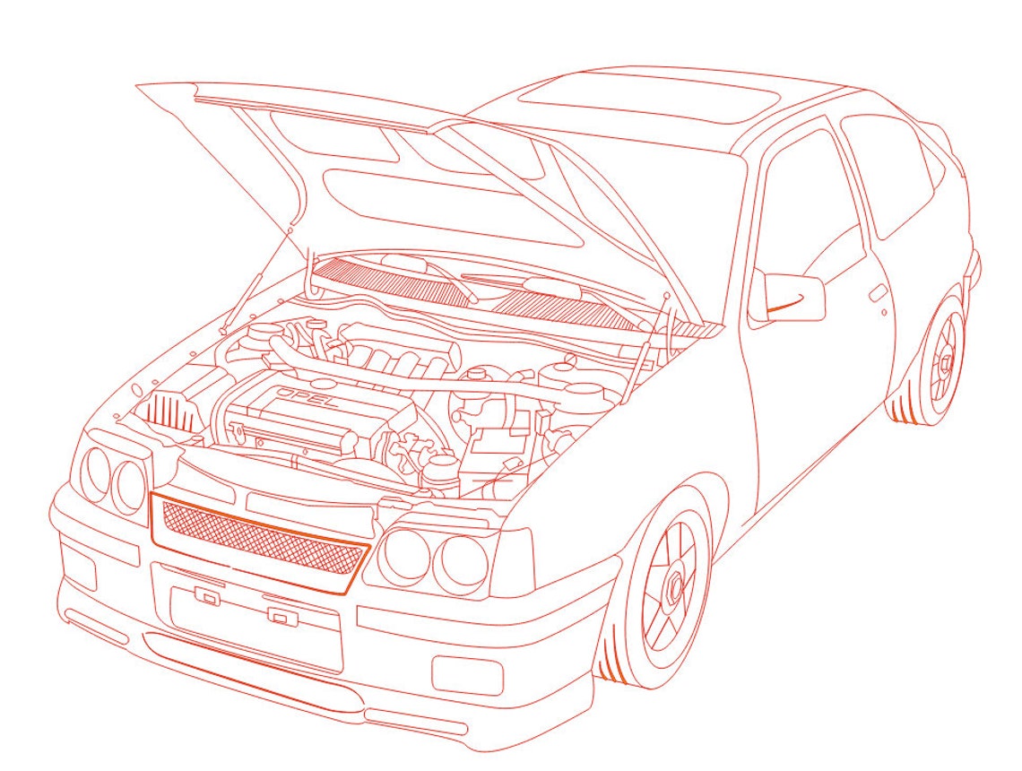 Car Digital, Vector Line Drawing Illustration, AI, CDR, DXF, Eps, Pdf ...
