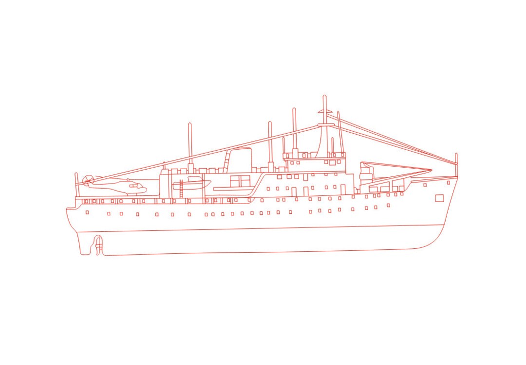Ship, Vector Line Drawing Illustration, AI, Cdr, Dxf, Eps, Pdf Vector ...