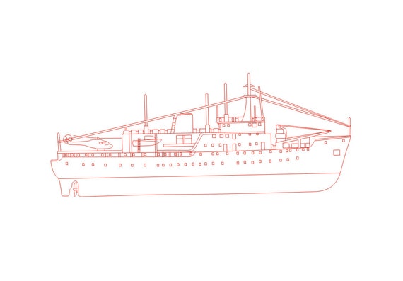 Ship Vector Line Drawing Illustration AI Cdr Dxf Eps Pdf - Etsy