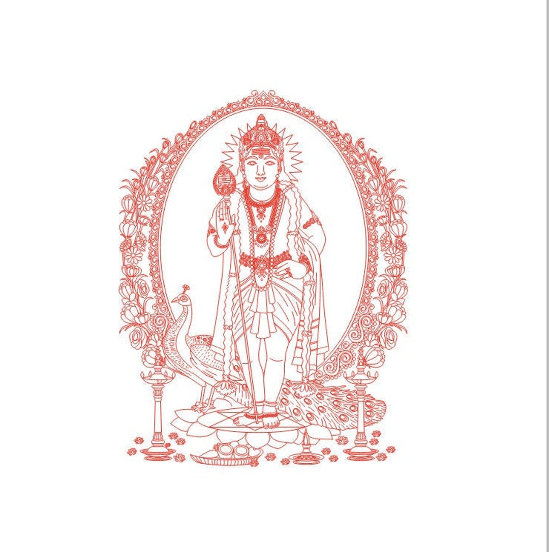 Murugan Sami, Vector Line Drawing Illustration, AI, Cdr, Dxf, Eps, Pdf ...