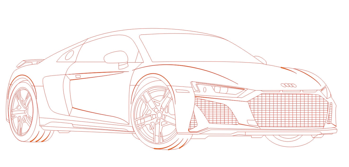Car Digital, Vector Line Drawing Illustration, AI, CDR, DXF, Eps, Pdf ...