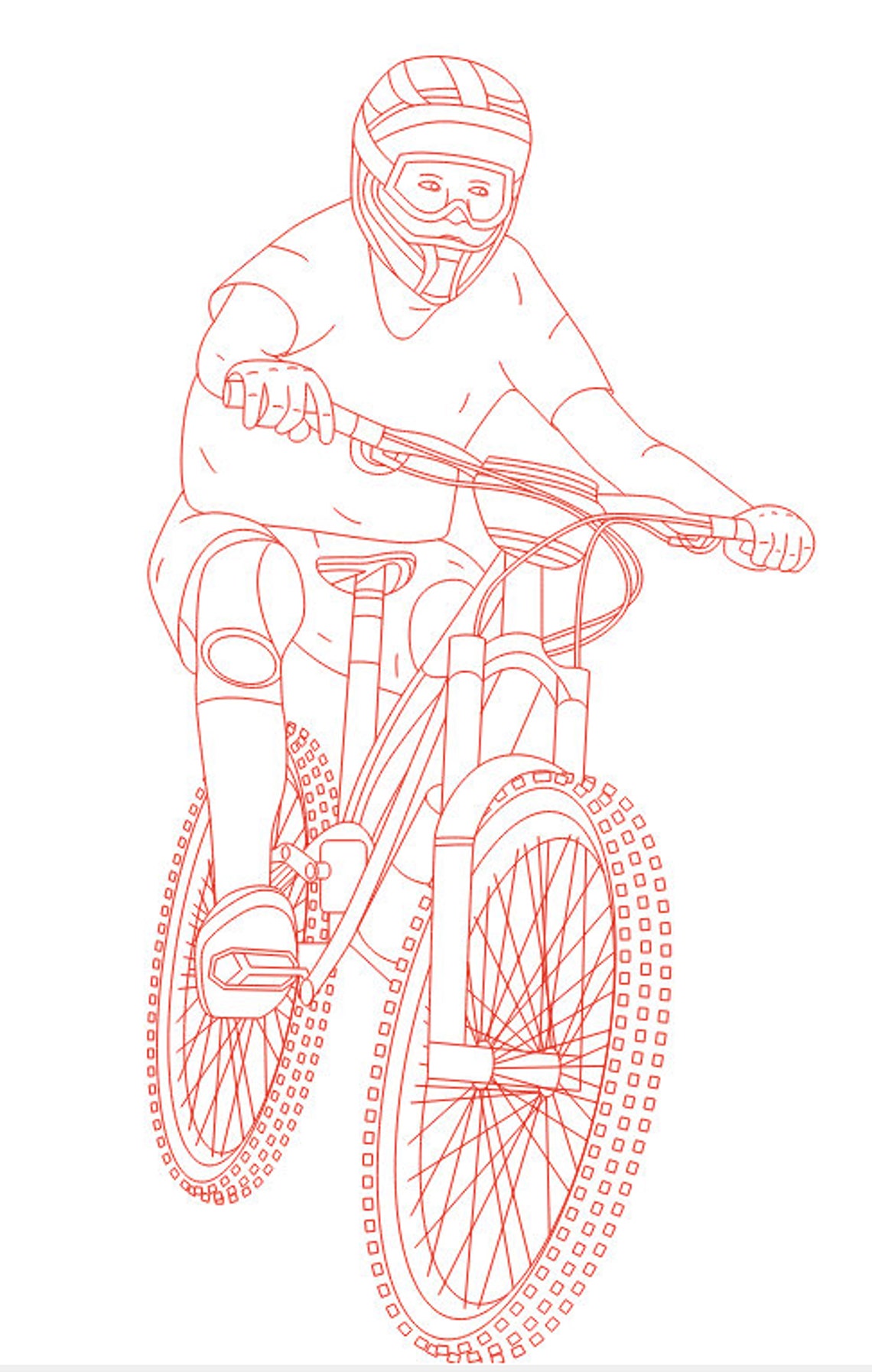 Cyclist, Vector Line Drawing Illustration, AI, Cdr, Dxf, Eps, Pdf ...