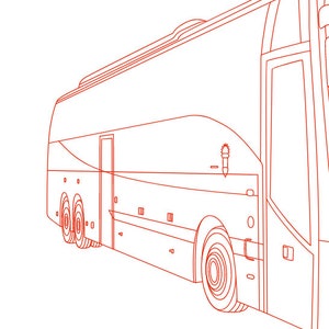 Coach Bus, Vector Line Drawing Illustration, AI, Cdr, Dxf, Eps, Pdf ...