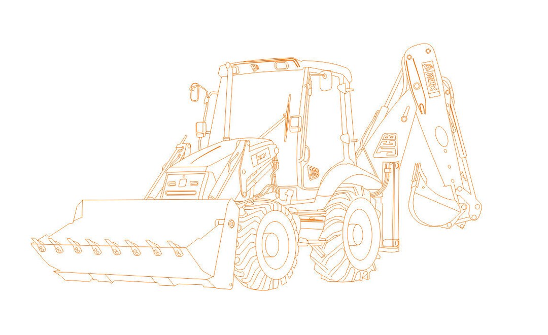 Excavator Vector Line Drawing Illustration, AI, CDR, DXF, Eps, Pdf ...
