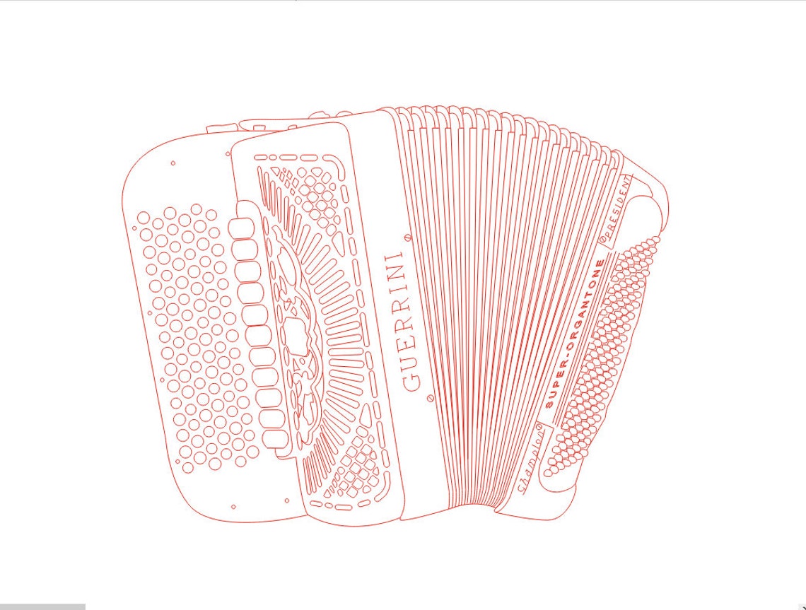 Accordions, Vector Line Drawing Illustration, AI, Cdr, Dxf, Eps, Pdf ...