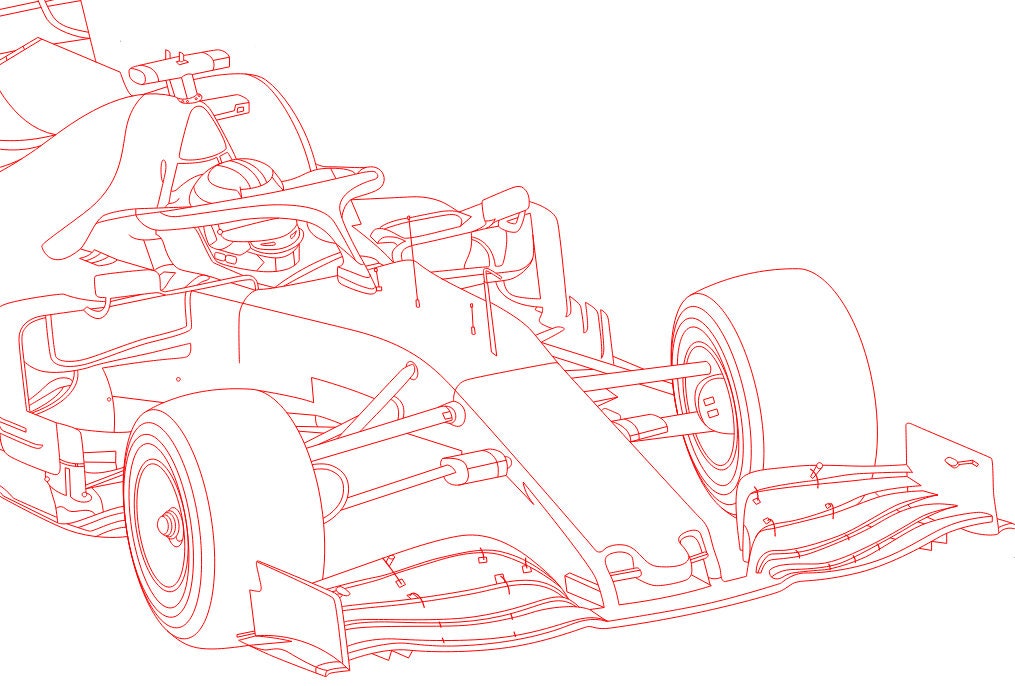 Formula Car, Vector Line Drawing Illustration, AI, Cdr, Dxf, Eps, Pdf ...
