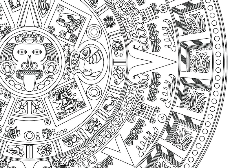 Mystical Aztec Calendar - Digital Drawing Vector Illustration Files for ...