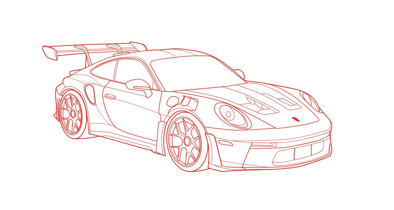 Sports Car Vector Line Art | Track Racing Coupe (digital Download) - Etsy
