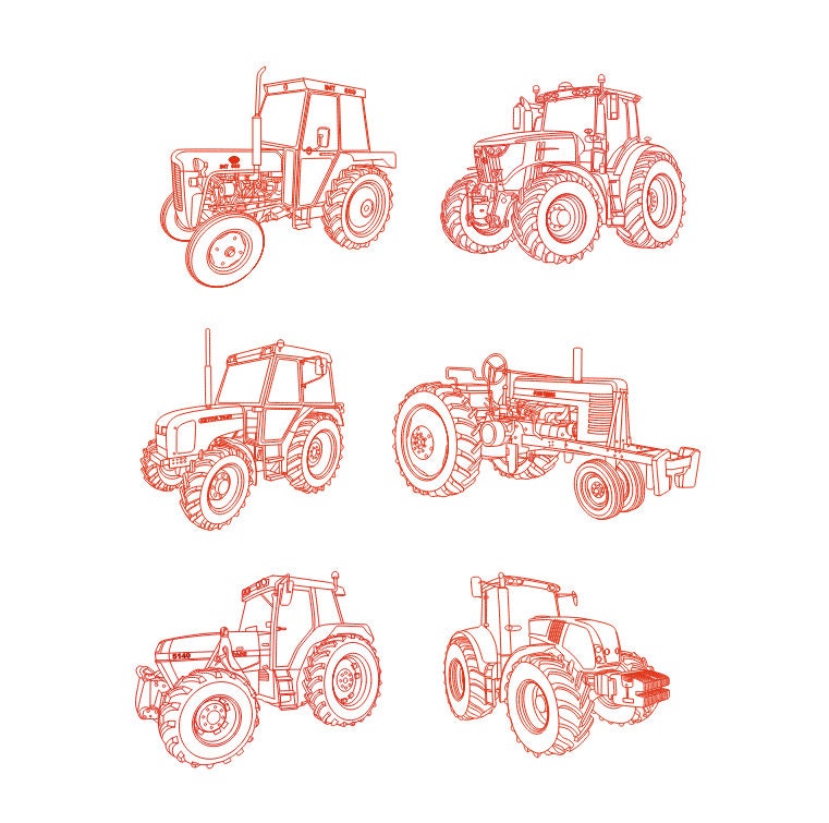 Tractor, Vector Line Drawing Illustration, AI, Cdr, Dxf, Eps, Pdf ...
