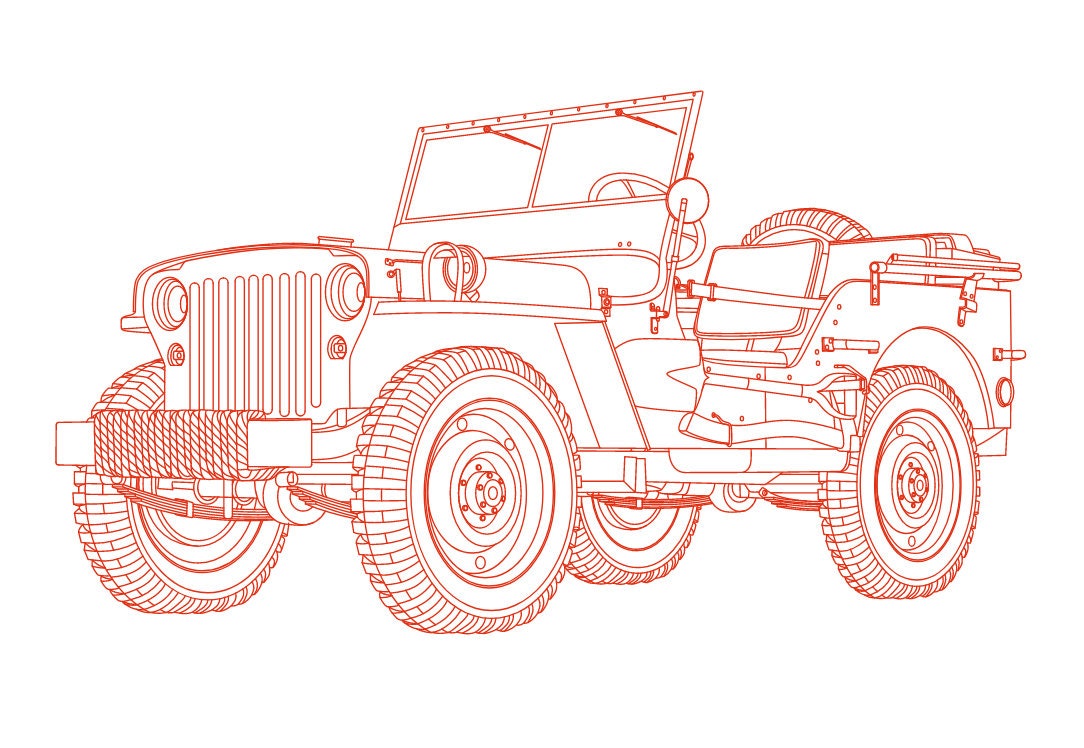 Military Vehicle, Vector Line Drawing Illustration, AI, Cdr, Dxf, Eps ...