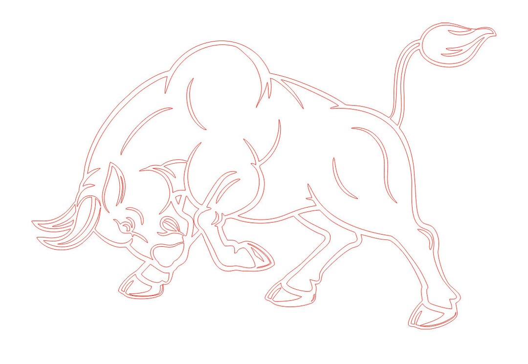 Bull, Vector Line Drawing Illustration, AI, Cdr, Dxf, Eps, Pdf Vector ...
