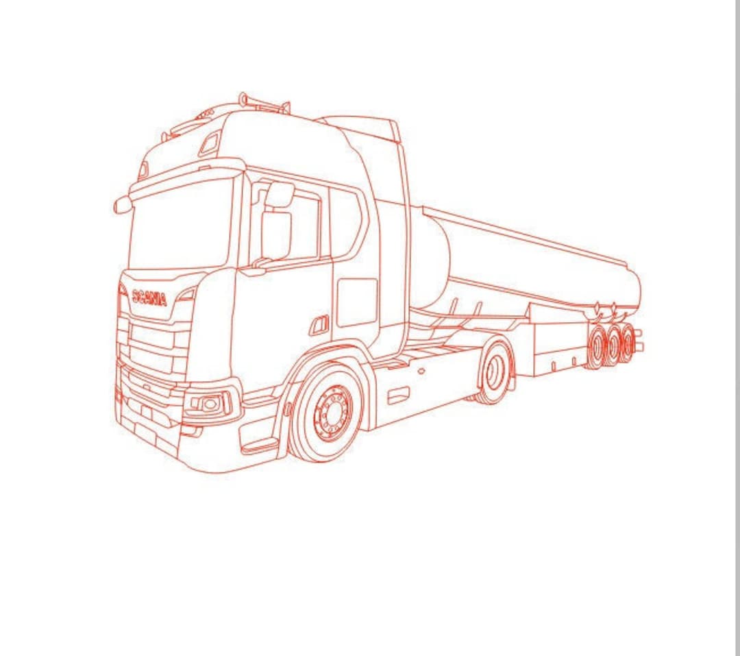 Truck Fuel Tank, Vector Line Drawing Illustration, AI, CDR, DXF, Eps ...