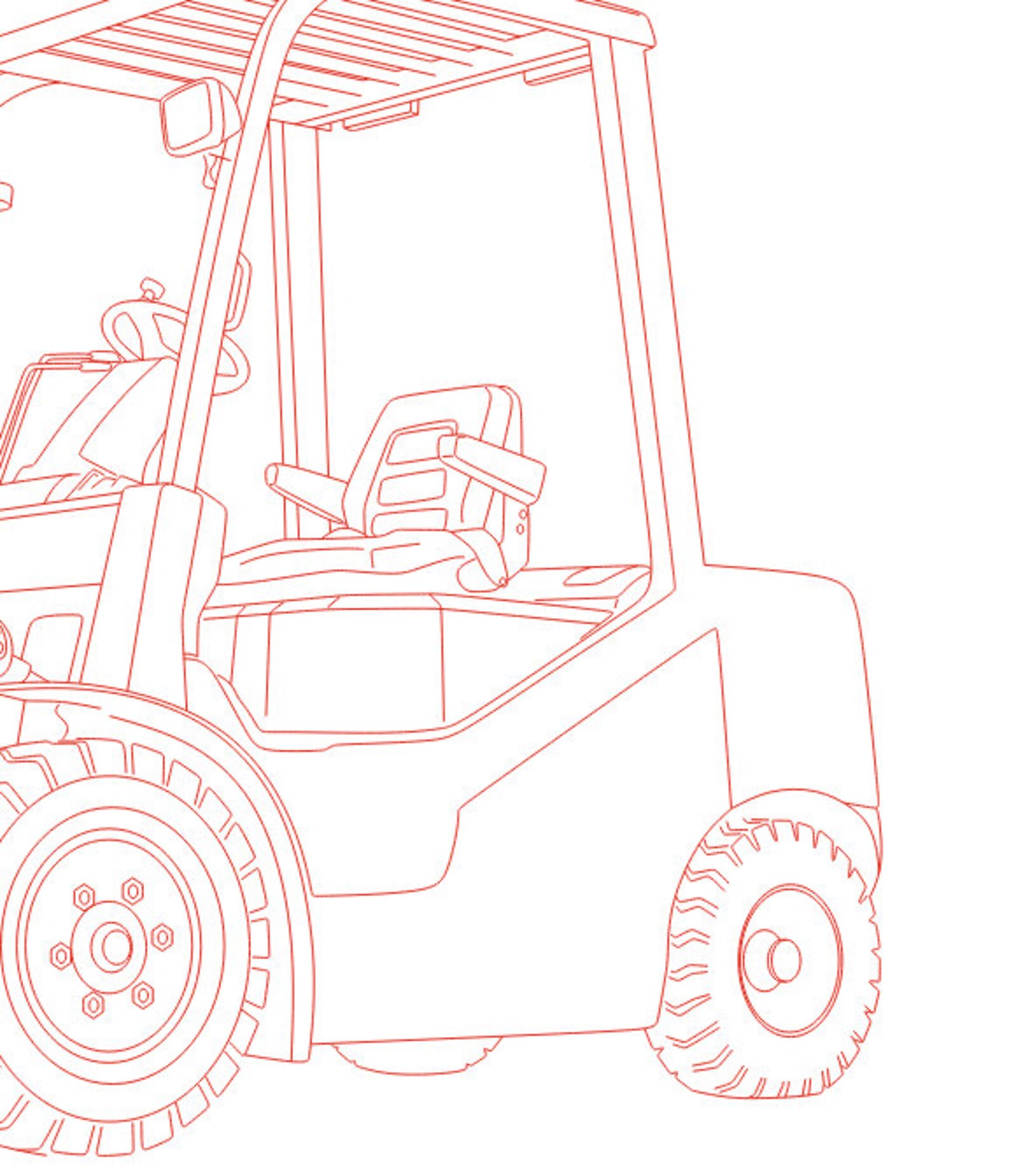 Forklift Vector Line Drawing Illustration, AI, CDR, DXF, Eps, Pdf ...