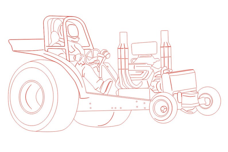 Tractor Pulling, 3 Pcs of Power Pulling, Vector Line Drawing AI, Cdr ...