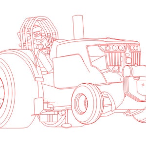 Tractor Pulling, 3 Pcs of Power Pulling, Vector Line Drawing AI, Cdr ...