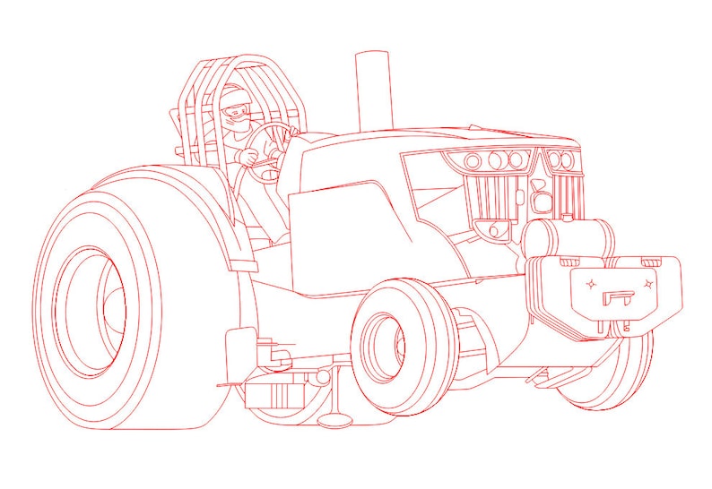 Tractor Pulling, 3 Pcs of Power Pulling, Vector Line Drawing AI, Cdr ...