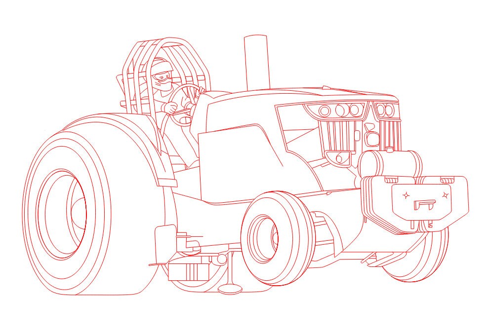 Tractor Pulling Vector Line Art, 3 Designs (digital Download) - Etsy
