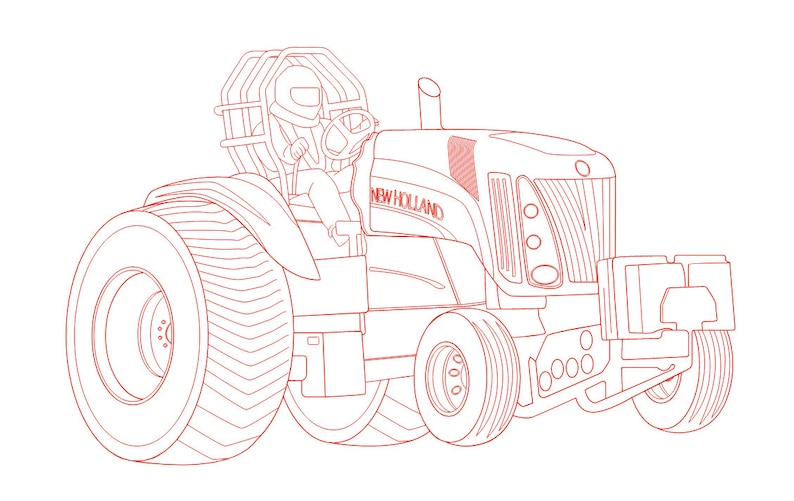 Tractor Pulling, 3 Pcs of Power Pulling, Vector Line Drawing AI, Cdr ...