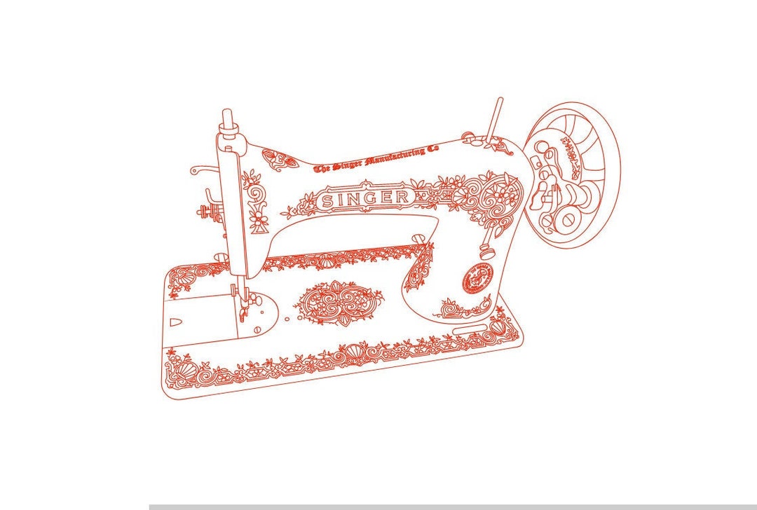 Sewing Machine Vector Line Art | Embroidery Design (digital Download ...