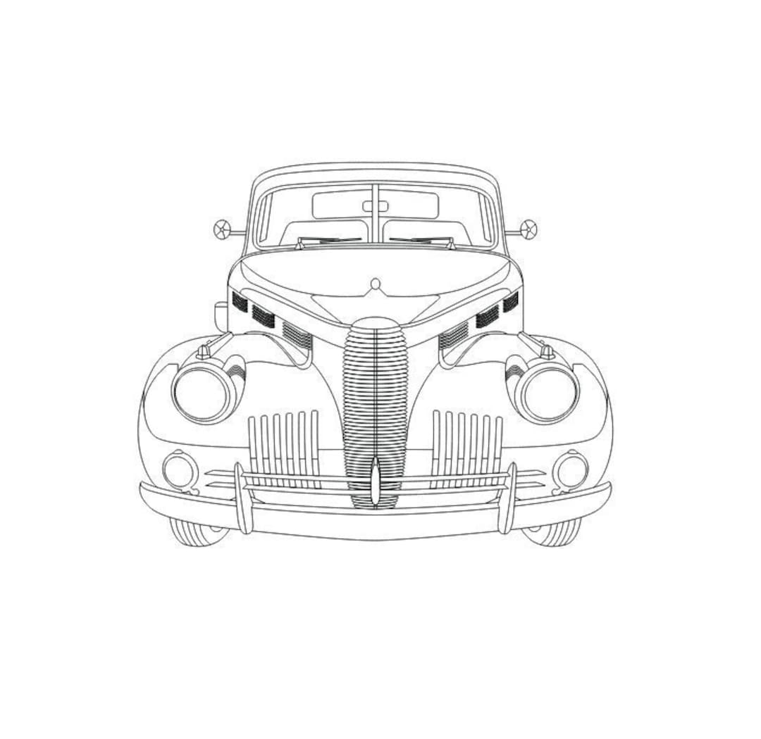 Classc Vintage Car, Vector Line Drawing Illustration, AI, Cdr, Dxf, Eps ...