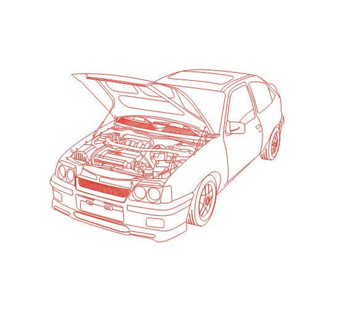 Car Digital, Vector Line Drawing Illustration, AI, CDR, DXF, Eps, Pdf ...