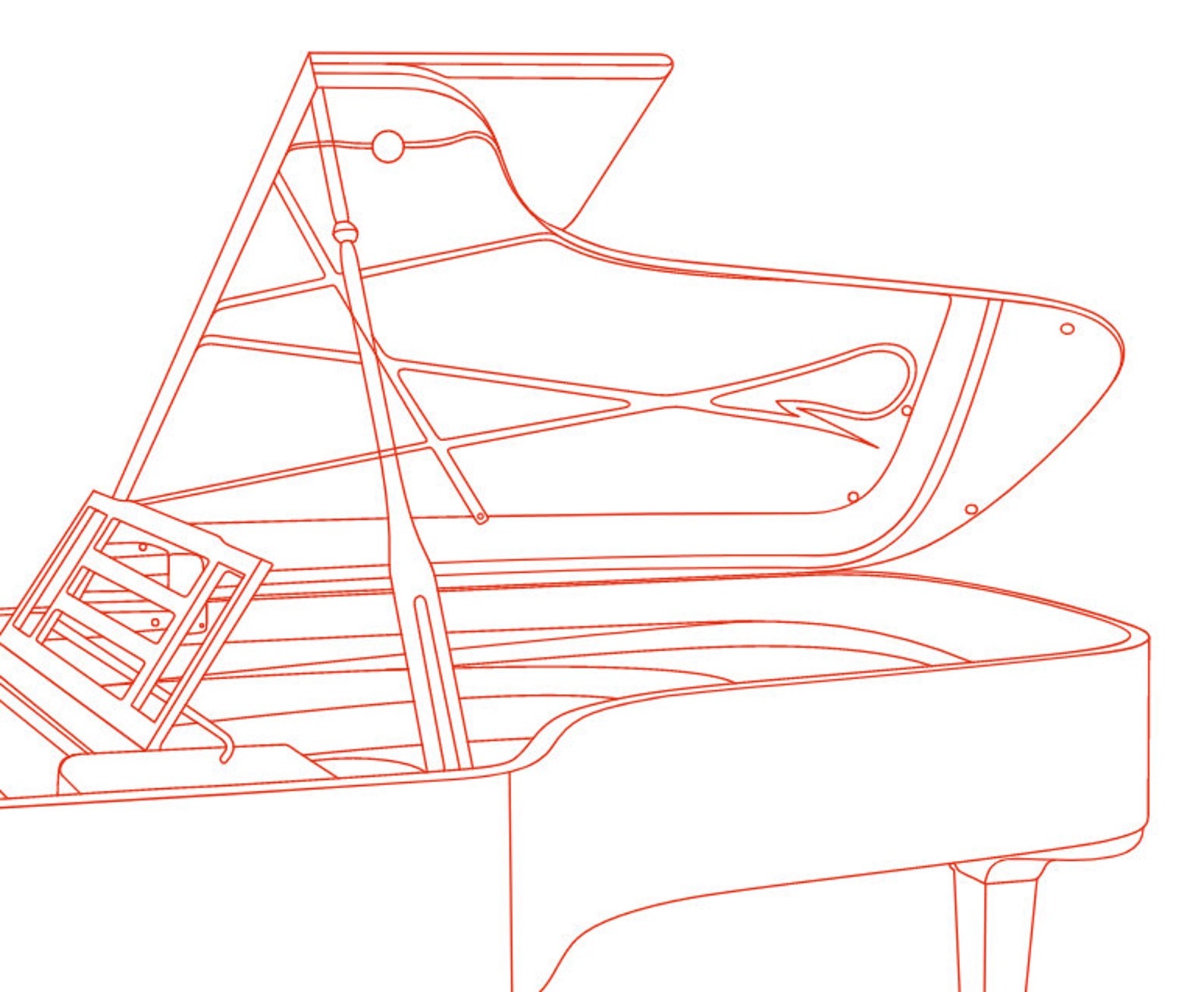 Piano, Vector Line Drawing Illustration, AI, Cdr, Dxf, Eps, Pdf Vector ...