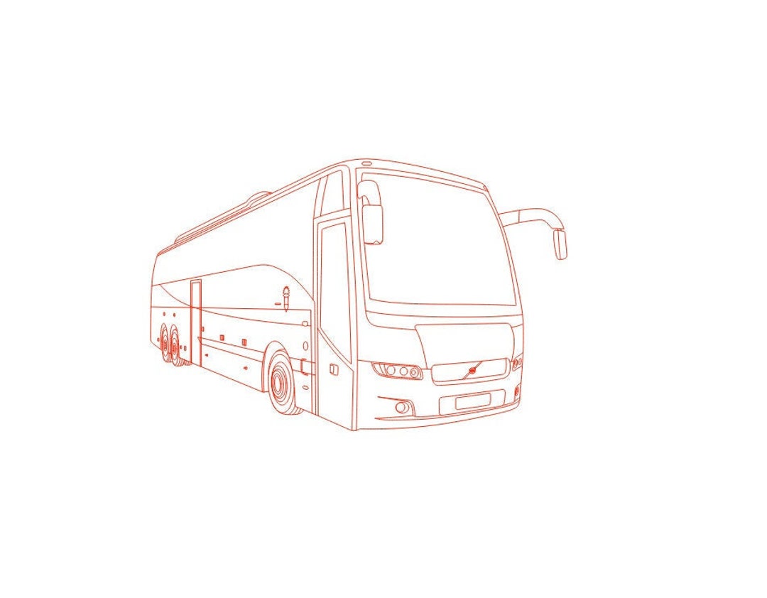 Coach Bus, Vector Line Drawing Illustration, AI, Cdr, Dxf, Eps, Pdf ...
