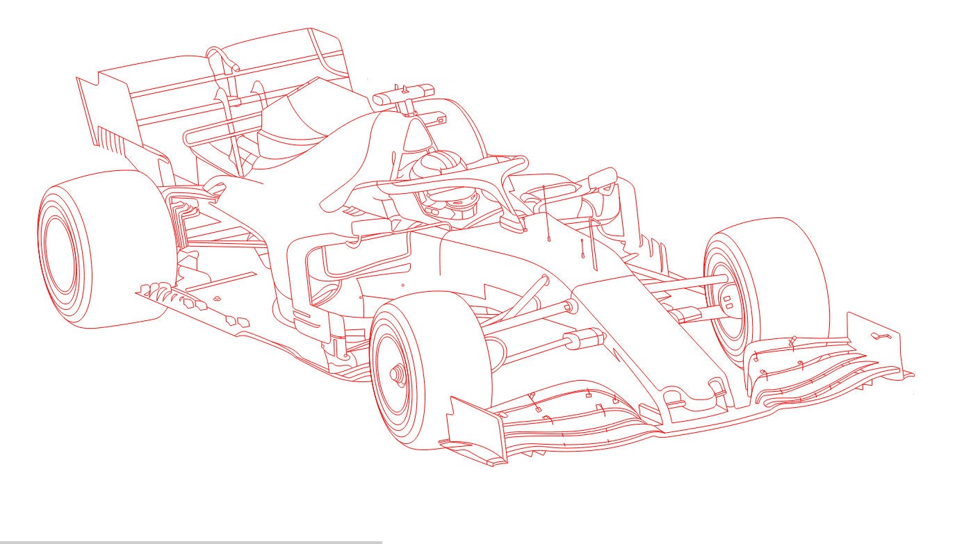 Formula Car, Vector Line Drawing Illustration, AI, Cdr, Dxf, Eps, Pdf ...