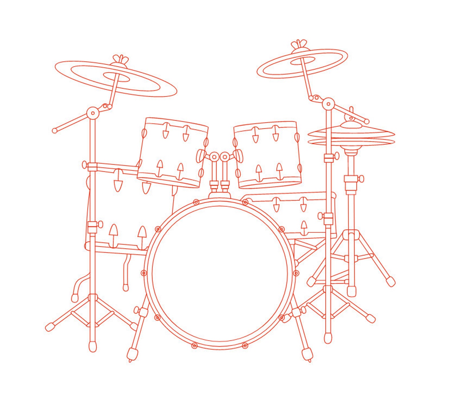 Drum Kit, Vector Line Drawing Illustration, AI, Cdr, Dxf, Eps, Pdf ...