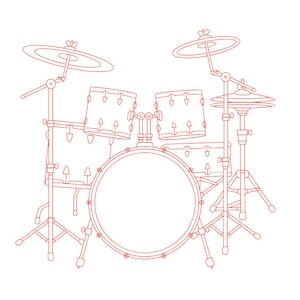 Drum Kit, Vector Line Drawing Illustration, AI, Cdr, Dxf, Eps, Pdf ...