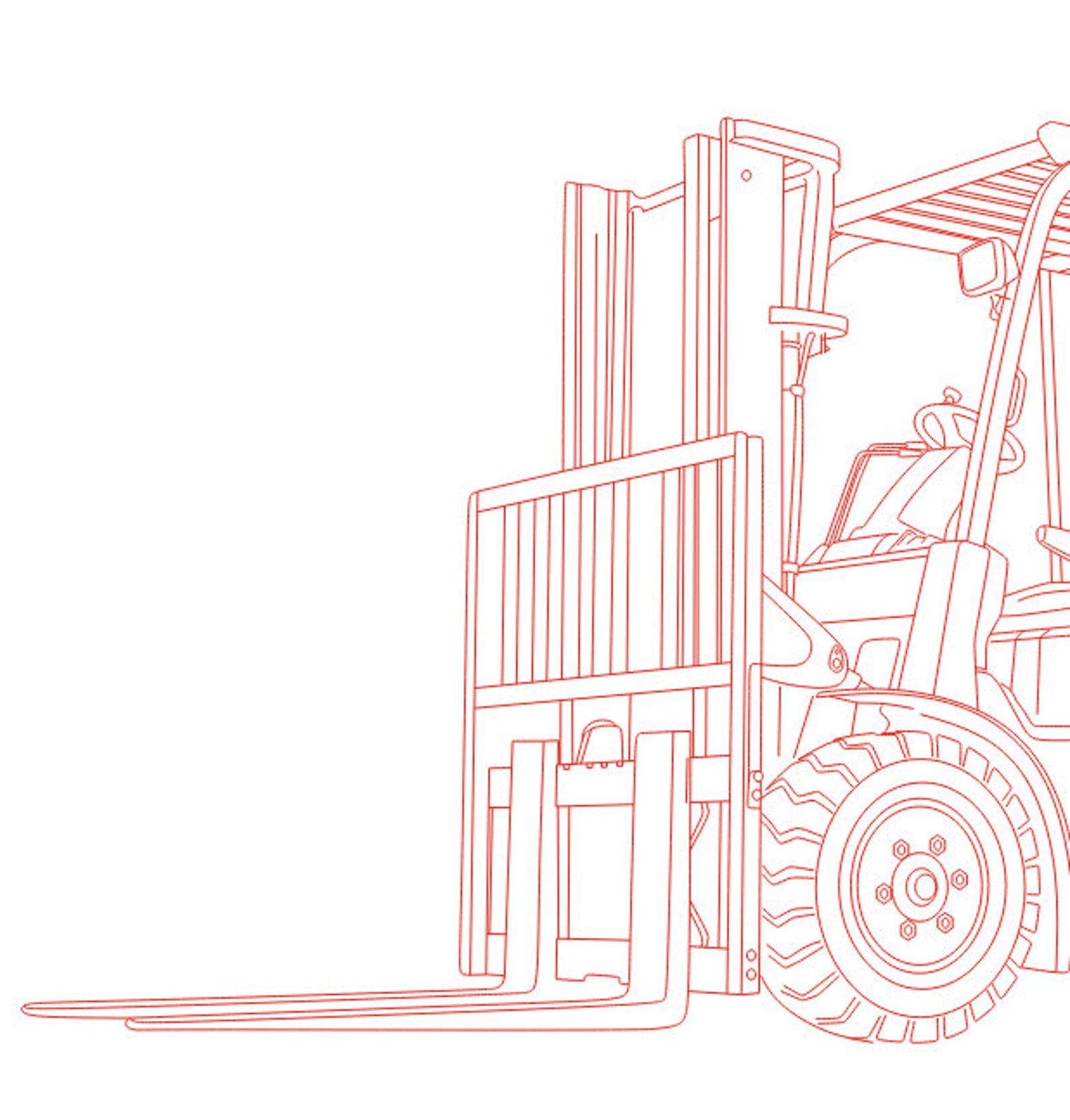 Forklift Vector Line Drawing Illustration, AI, CDR, DXF, Eps, Pdf ...