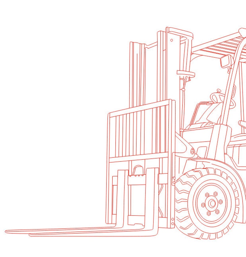 Forklift Vector Line Drawing Illustration, AI, CDR, DXF, Eps, Pdf ...
