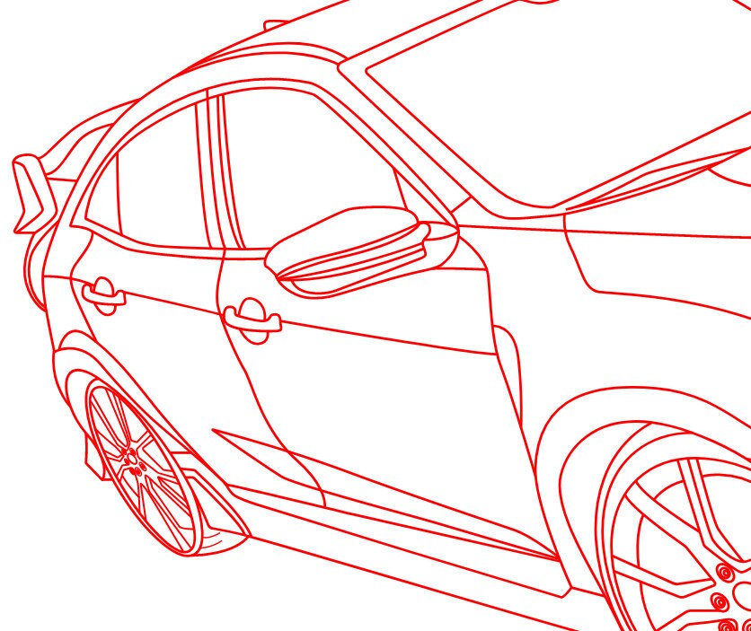 Sport Car Vector, Vector Line Drawing Illustration, AI, CDR, DXF, Eps ...