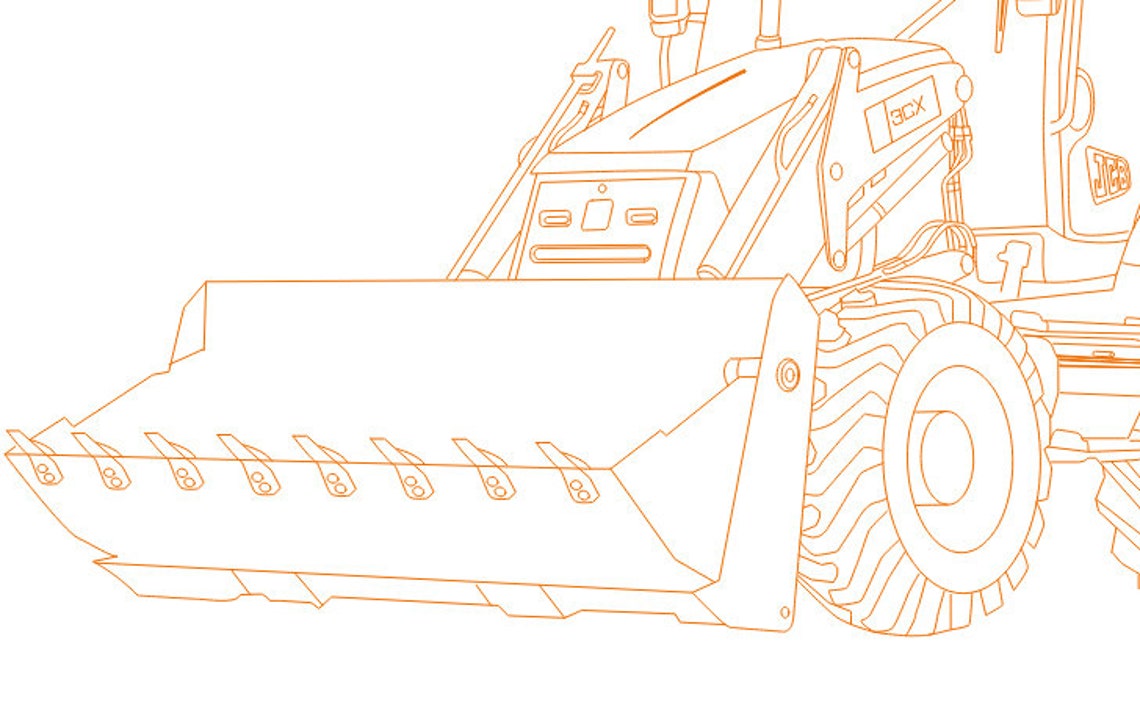 Excavator Vector Line Drawing Illustration, AI, CDR, DXF, Eps, Pdf ...