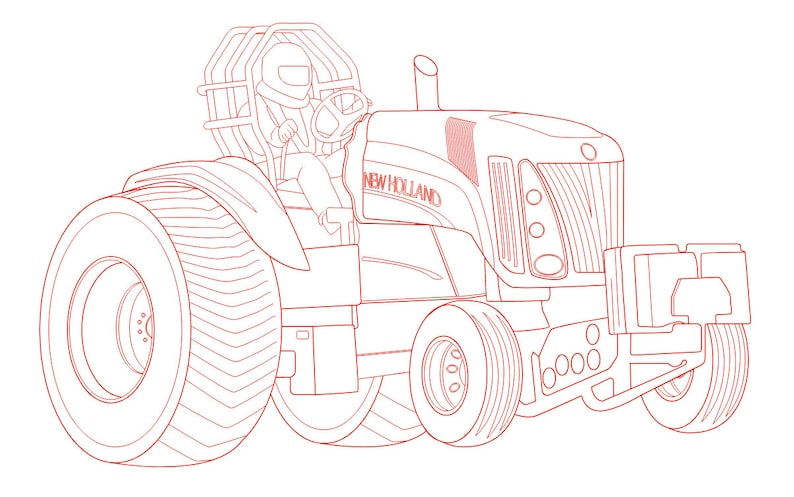 Tractor Pulling, 3 Pcs of Power Pulling, Vector Line Drawing AI, Cdr ...