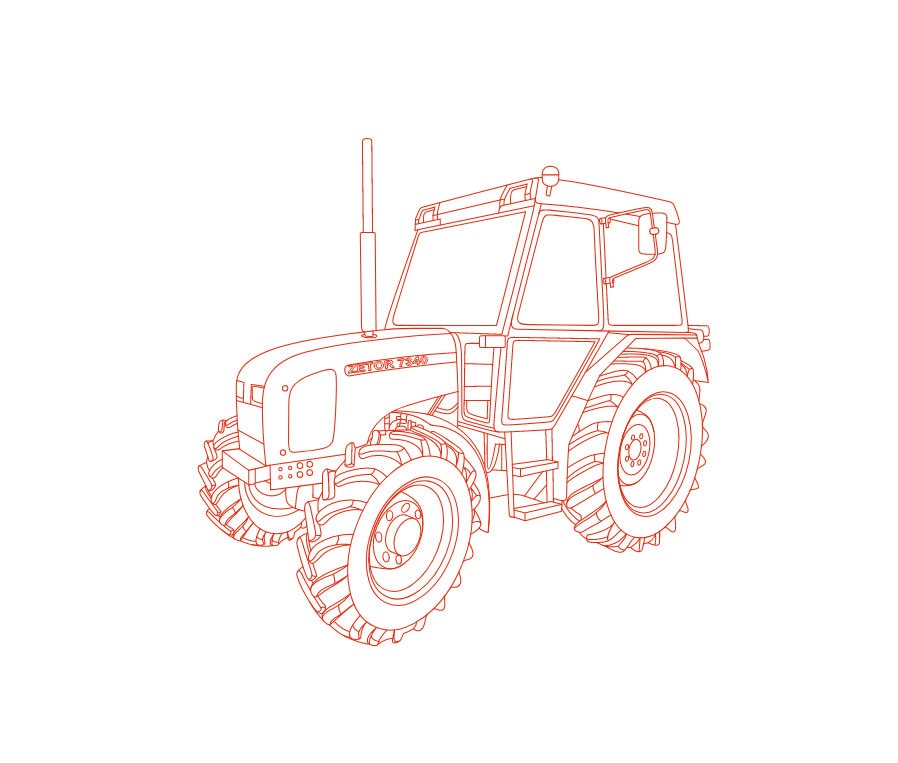 Tractor, Vector Line Drawing Illustration, AI, Cdr, Dxf, Eps, Pdf ...