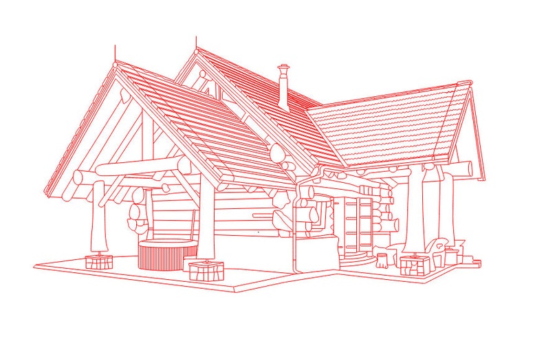 Log Cabin Vector Line Art: Laser Engraving Files (digital Download) - Etsy