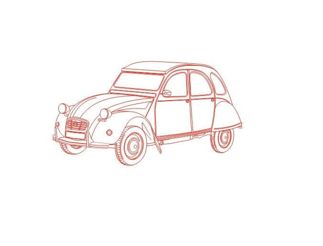 Legendary French Vintage Car, Vector Line Drawing Illustration, AI, Cdr ...