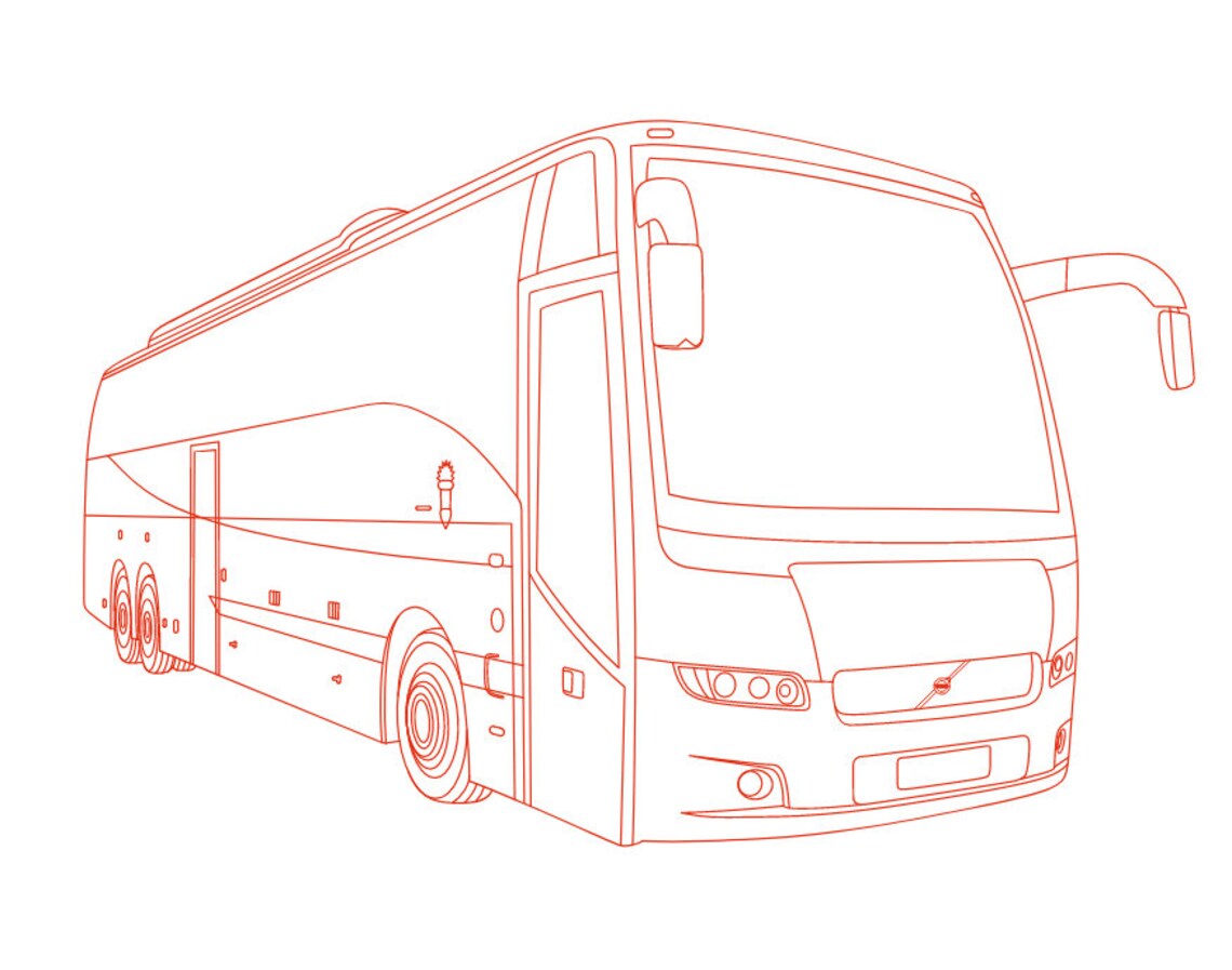 Coach Bus, Vector Line Drawing Illustration, AI, Cdr, Dxf, Eps, Pdf ...