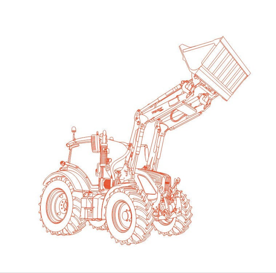 Excavator, Vector Line Drawing Illustration, AI, CDR, DXF, Eps, Pdf ...