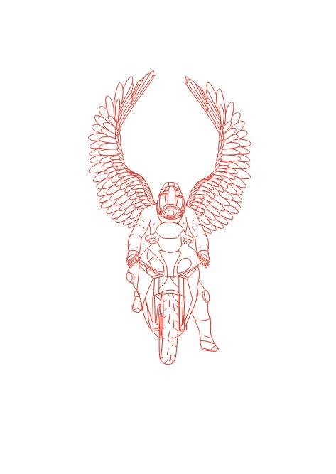Magical Biker Wings - Digital Drawing With AI, Cdr, Dxf, EPS, PDF ...