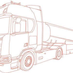 Truck Fuel Tank Vector Line Art, Laser Engraving Files (digital ...
