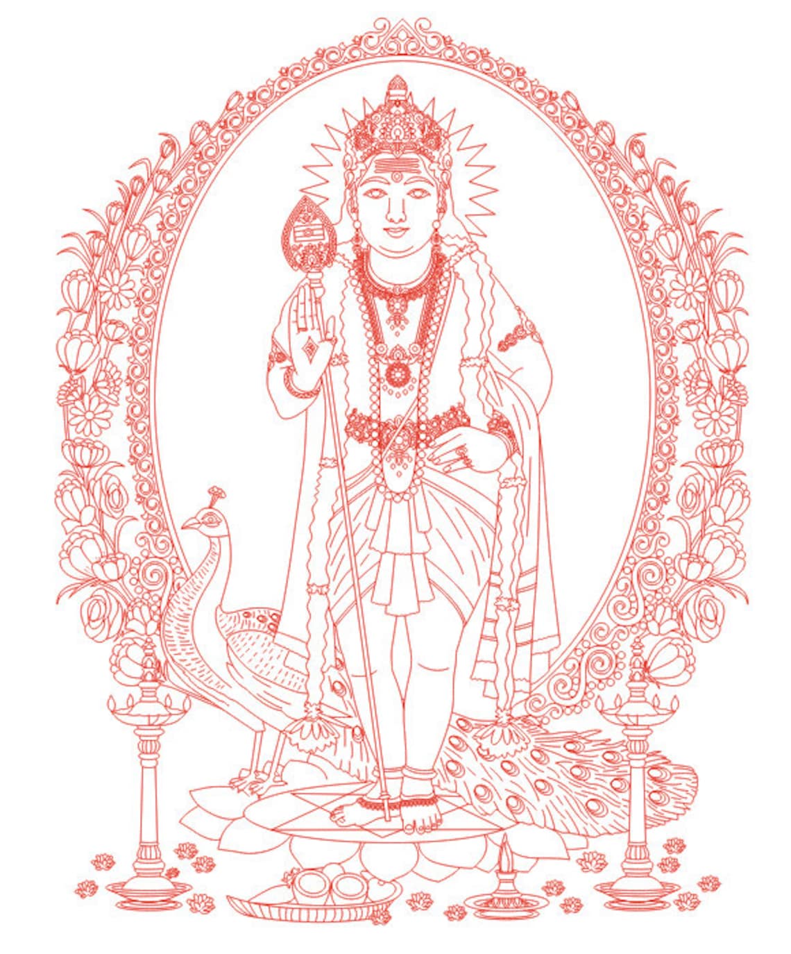 Murugan Sami Vector Line Art Illustration, Laser Engraving (digital ...