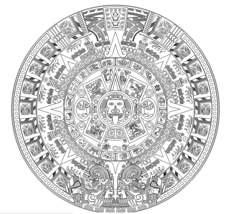 Ilustración vectorial del calendario azteca - Archivos para grabado ...