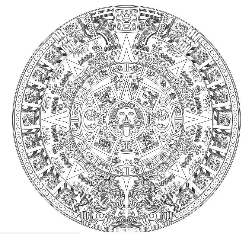 Mystical Aztec Calendar - Digital Drawing Vector Illustration Files for ...