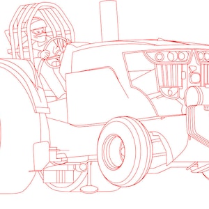 Tractor Pulling, 3 Pcs of Power Pulling, Vector Line Drawing AI, Cdr ...